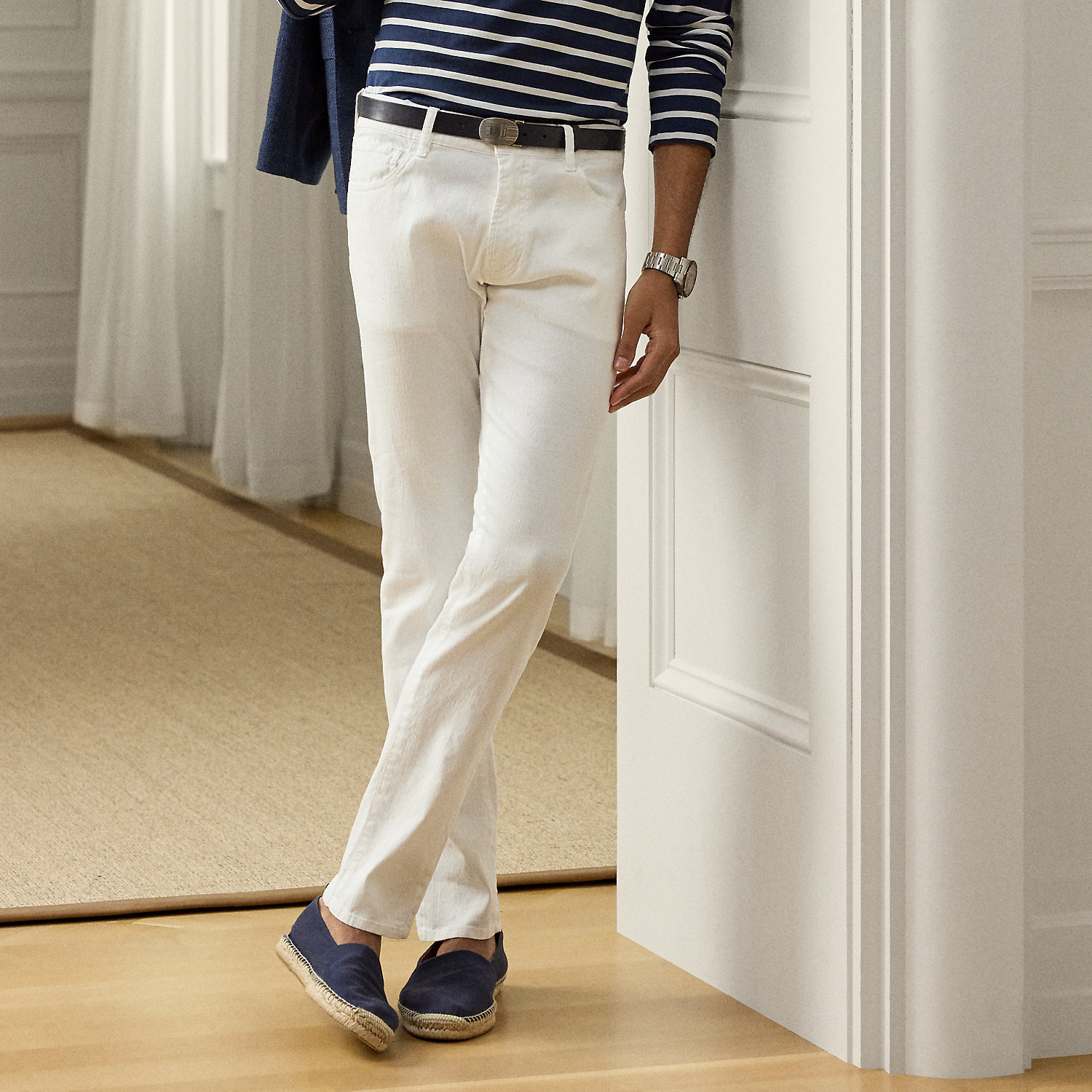 RALPH LAUREN slim fit stretch linen-cotton jean